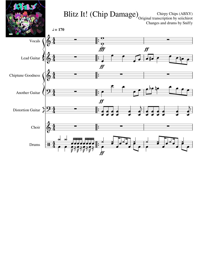Blitz It! (Chip Damage) - Chirpy Chips (ABXY) Sheet Music for Piano, Bass guitar, Drum group ...