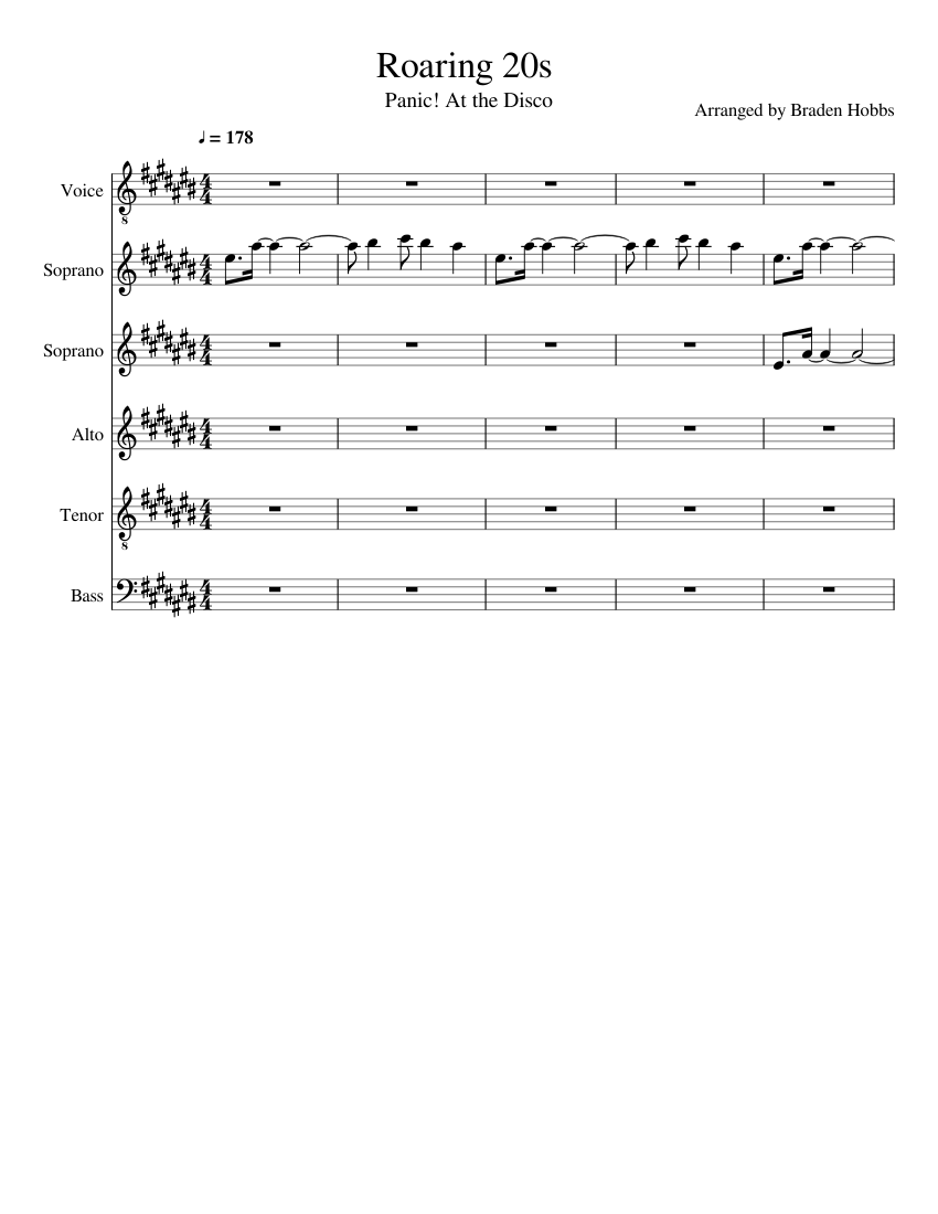 Roaring 20s Sheet music for Soprano, Alto, Tenor, Bass voice (Choral ...