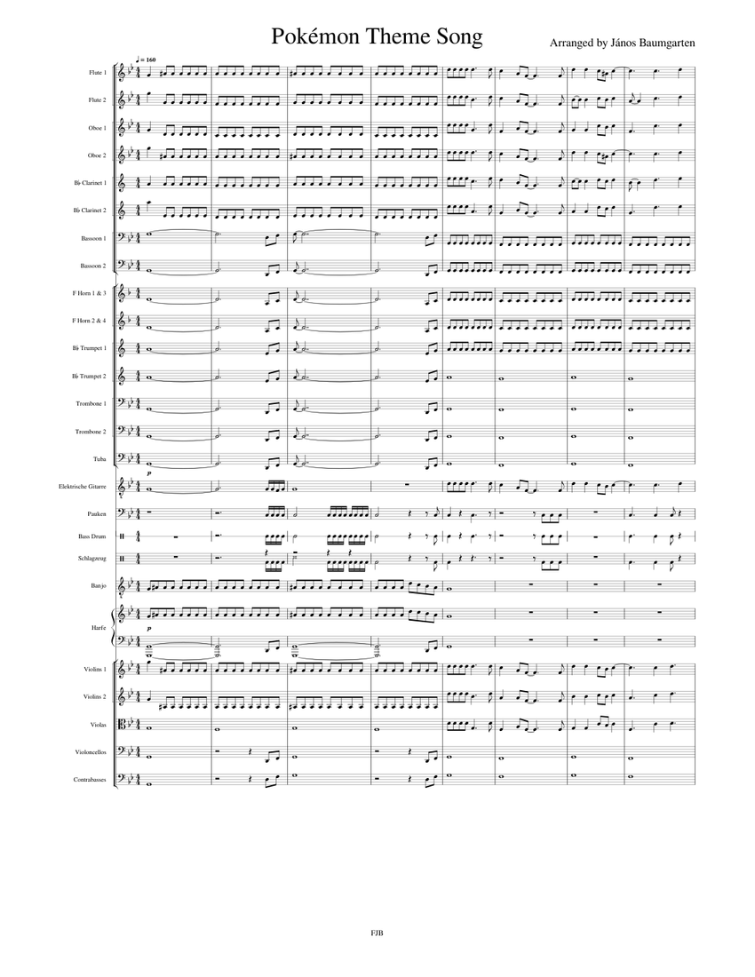 Pokémon_Theme_Song (Orchestral) Sheet Music for Trombone, Tuba, Flute ...