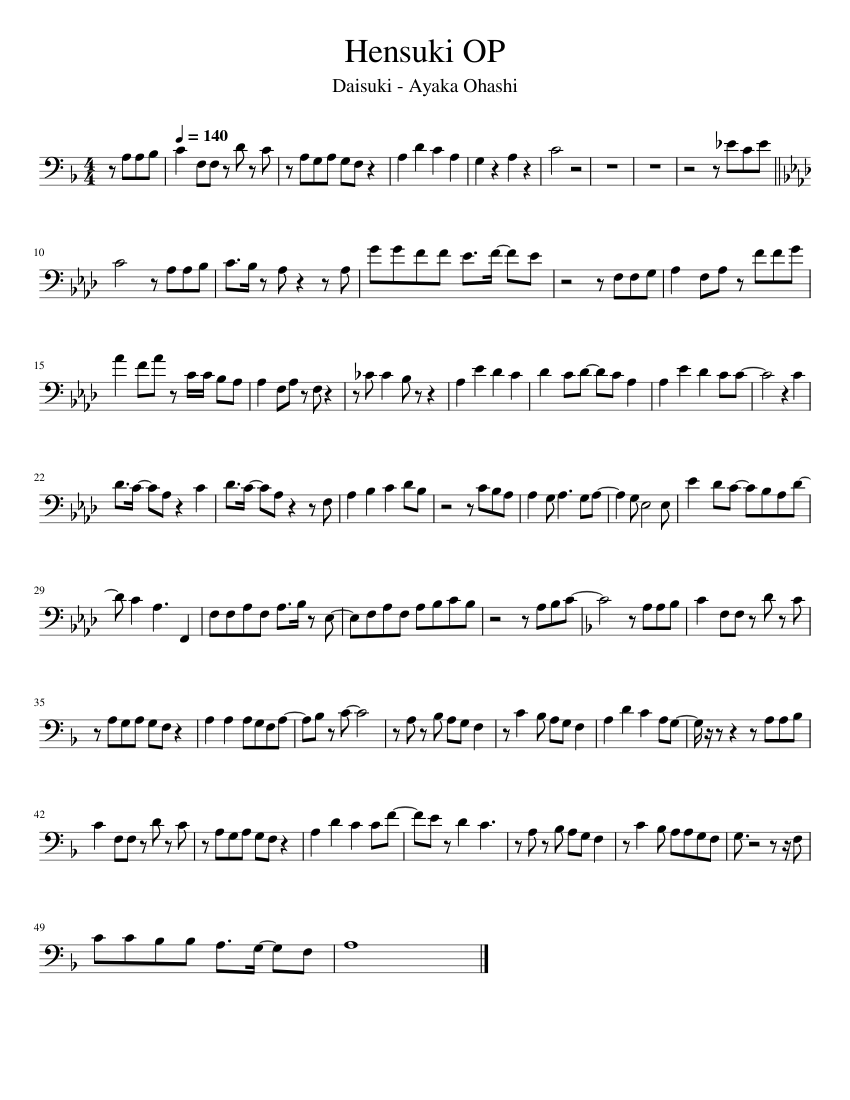 Hensuki OP Sheet Music for Piano (Solo) easy | MuseScore.com