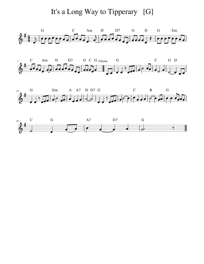 It's a Long Way to Tipperary Sheet music for Piano (Solo) | Musescore.com
