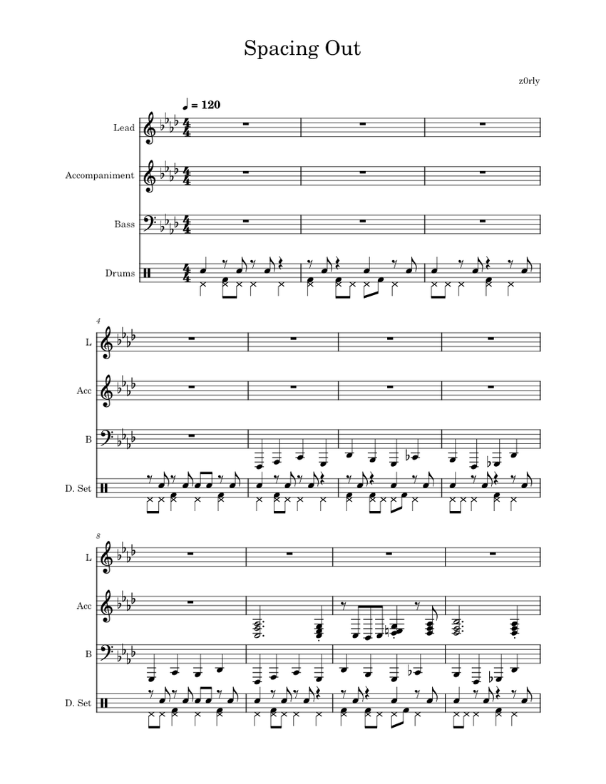 Spacing Out Sheet music for Piano, Drum group (Mixed Ensemble ...