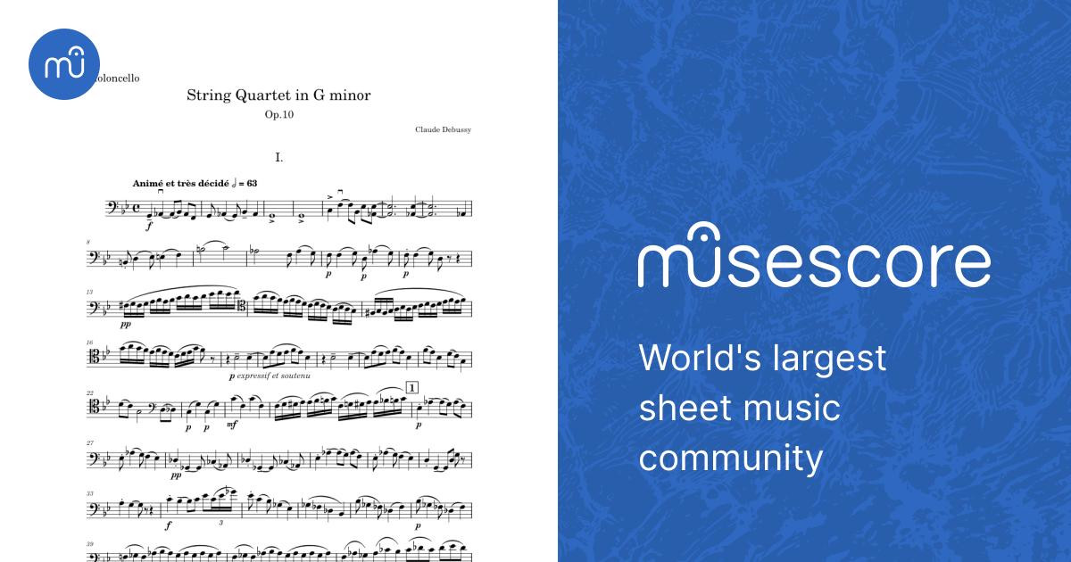 String Quartet in G minor, Op.10 – Claude Debussy - Cello PART Sheet music for Cello (String ...