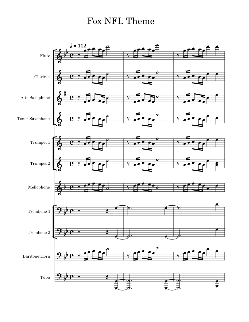 NFL on Fox – Scott Schreer Fox_NFL_Theme Sheet music for Trombone, Tuba ...