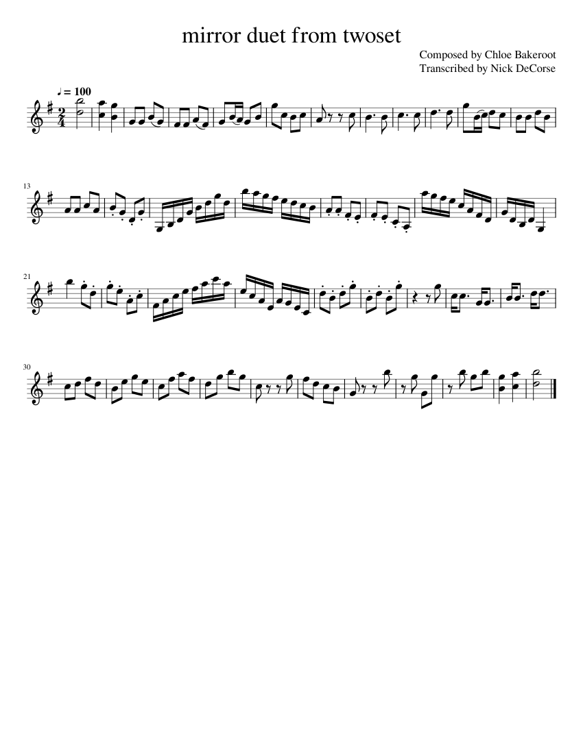 mirror duet by twosetviolin Sheet music for Violin (Solo) | Musescore.com