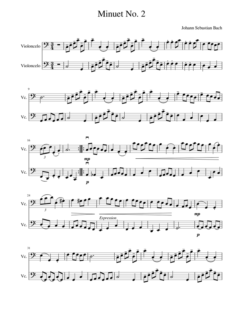 Minuet no.2 reverse – Johann Sebastian Bach Minuet No.2 – Johann ...