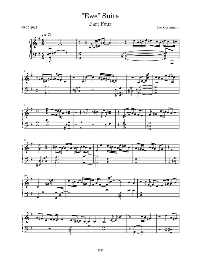 Ewe Suite 4 Sheet music for Piano (Solo) | Musescore.com