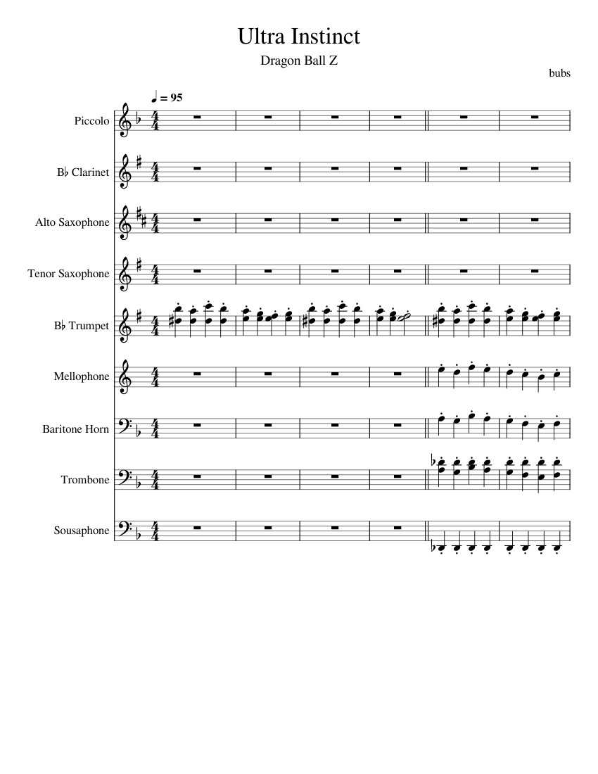 Ultra Instinct Sheet music for Trombone, Mellophone, Flute piccolo, Clarinet in b-flat & more ...