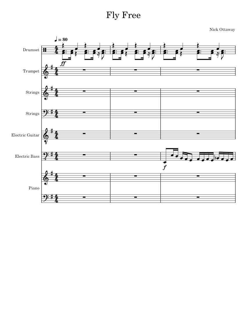 Fly Free- White Lightning Music- A WIP of a rock song Sheet music for ...