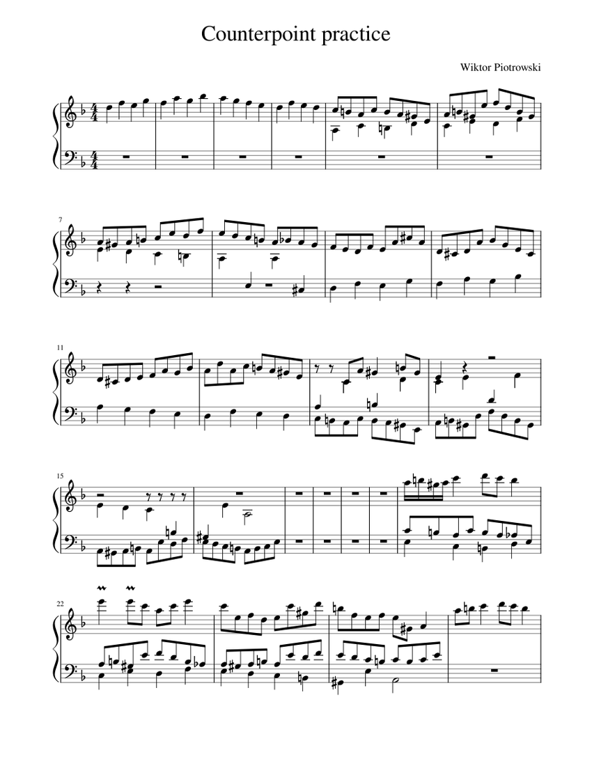 Practice in counterpoint Sheet music for Piano (Solo) | Musescore.com