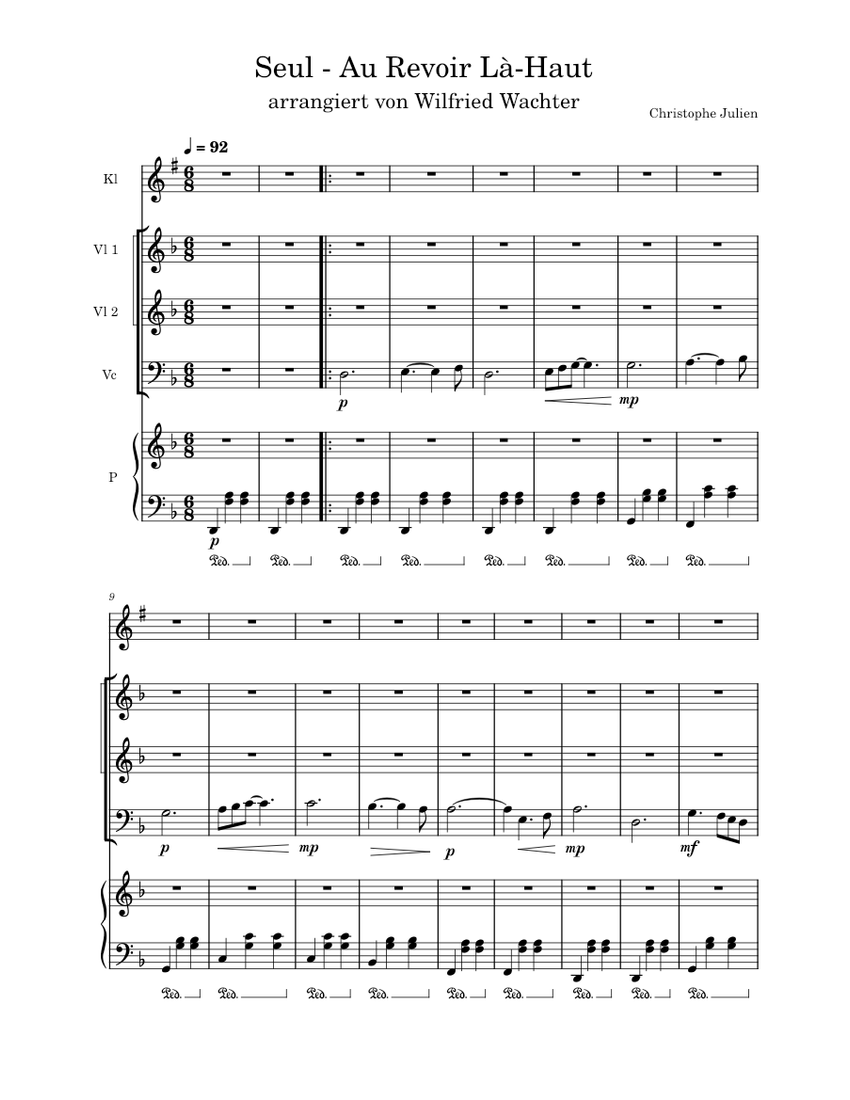 Seul – Christophe Julien Sheet music for Piano, Clarinet in b-flat ...