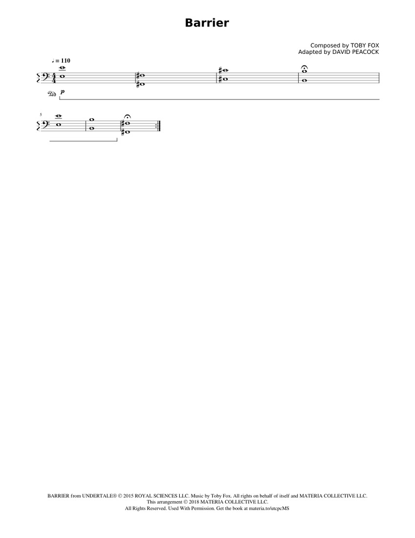 Barrier (UNDERTALE Complete Piano Sheet Music) Sheet music for Piano ...