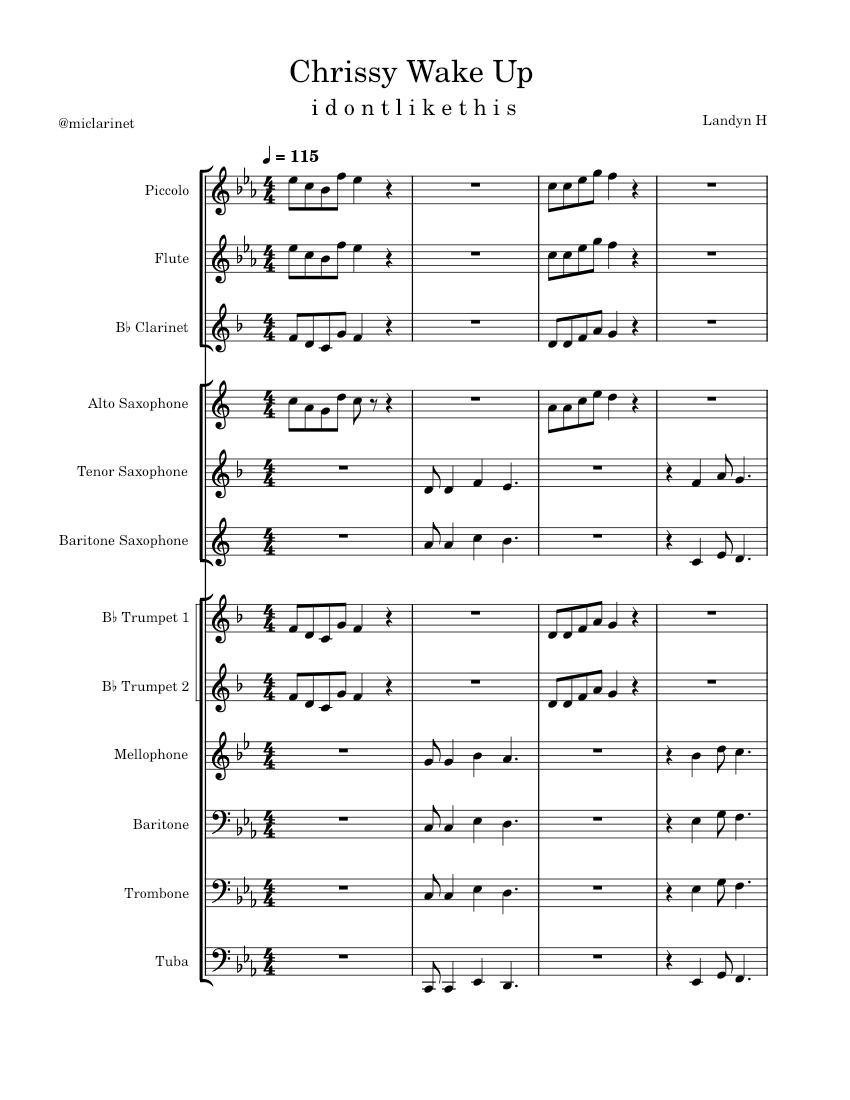 Chrissy Wake Up V2 Sheet music for Trombone, Tuba, Flute piccolo, Flute ...