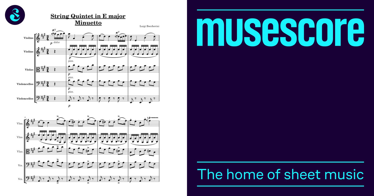 String Quintet in E Major, Op.11 No.5 G275, Minuetto – Luigi Boccherini Sheet music for Strings ...