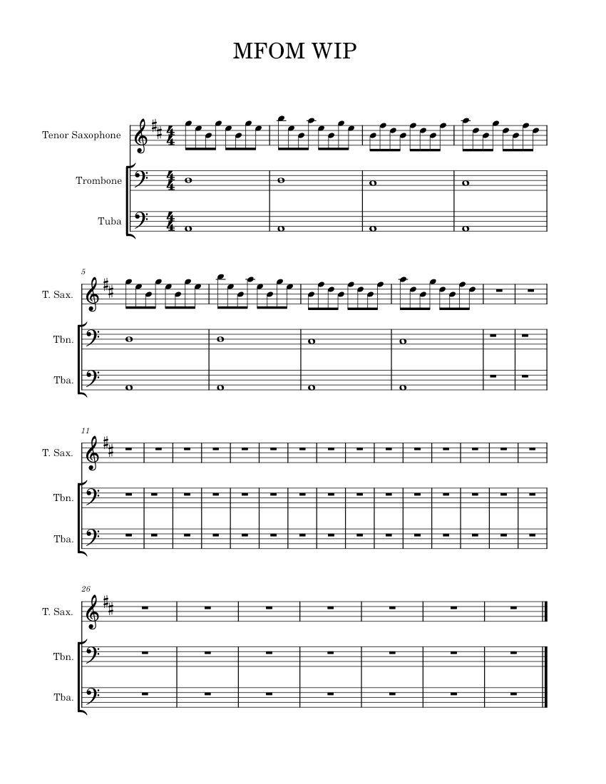 My friend of misery – Metallica MFOM WIP Sheet music for Trombone, Tuba ...