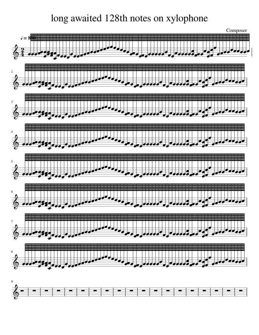 long awaited 128th notes on xylophone Sheet music for Xylophone (Solo ...