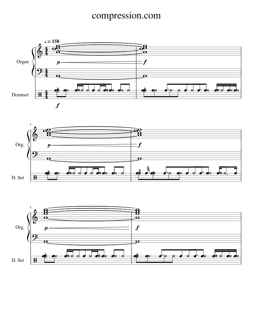 compression test Sheet music for Organ, Drum group (Mixed Duet ...