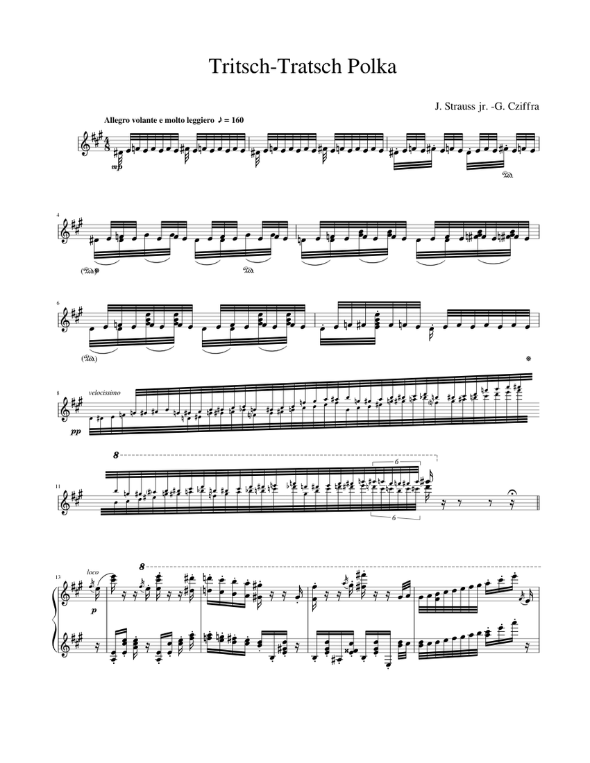 Cziffra : Transcriptions, Tritsch-Tratsch Polka Sheet Music for Piano ...