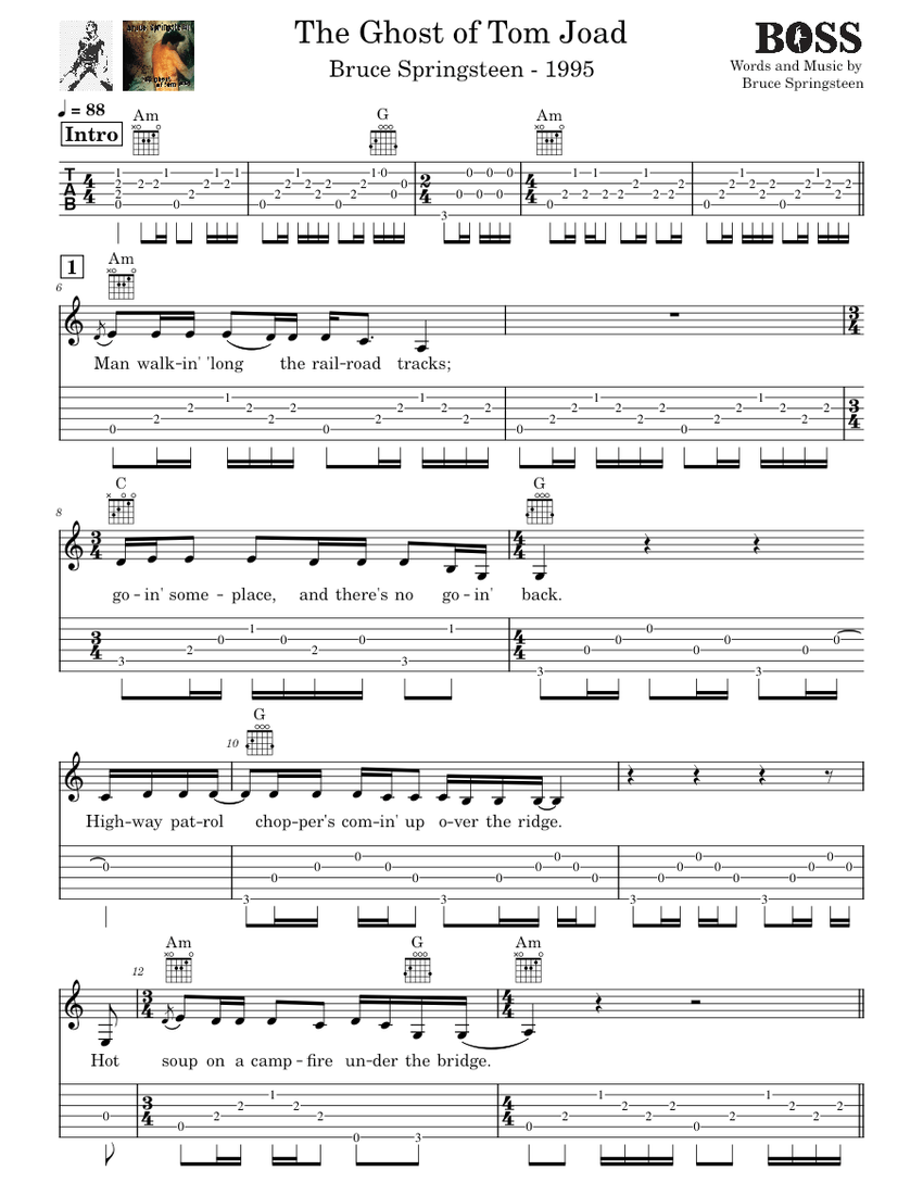 The ghost of tom joad – Bruce Springsteen Sheet music for Vocals ...
