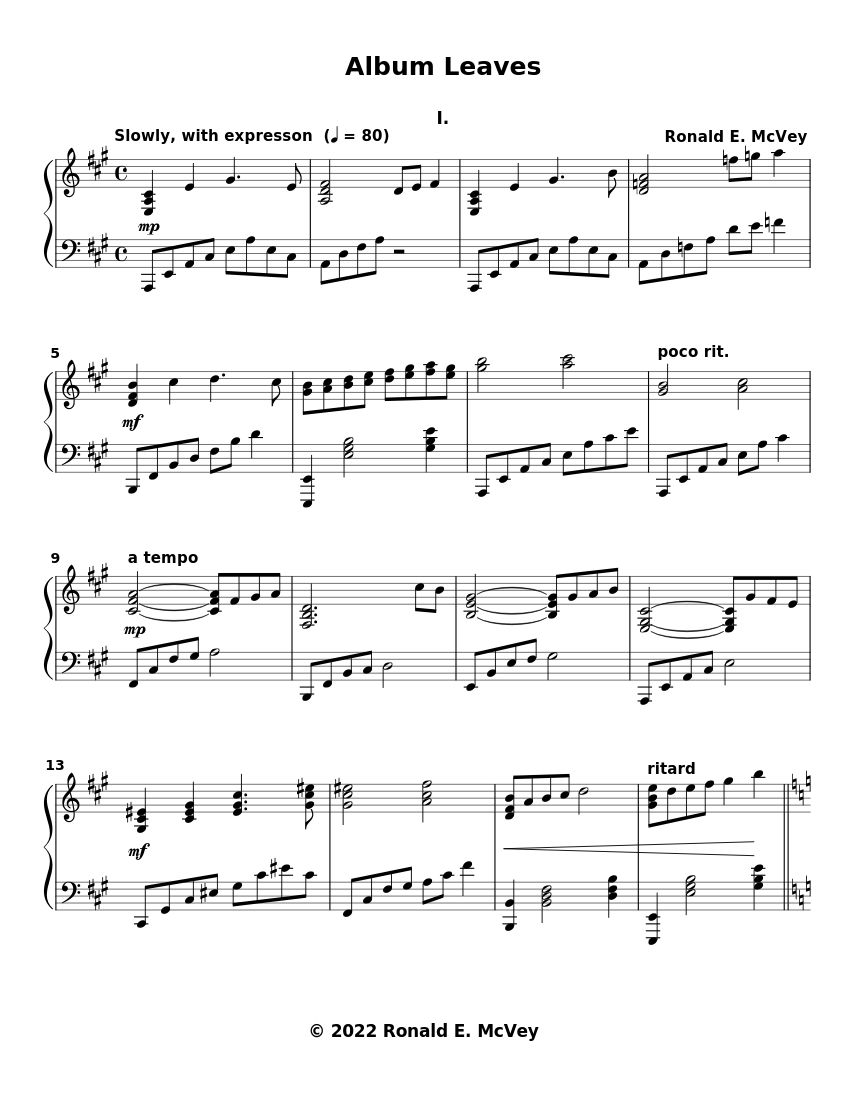 Album Leaves Sheet Music for Piano (Solo) | MuseScore.com