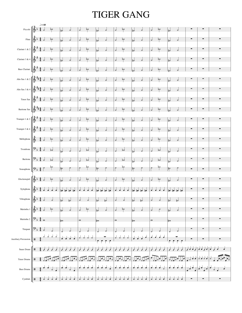 TIGER GANG Sheet music for Trombone, Tuba, Flute piccolo, Flute & more ...