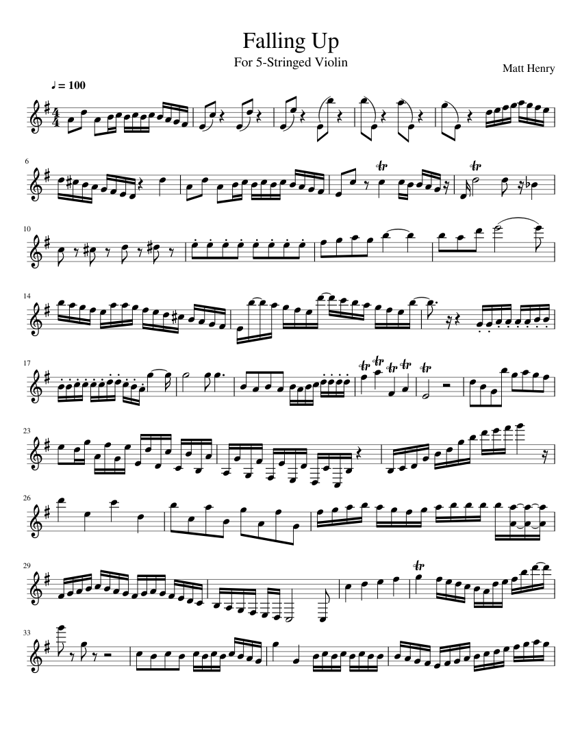 Falling Up Sheet music for Violin (Solo) | Musescore.com