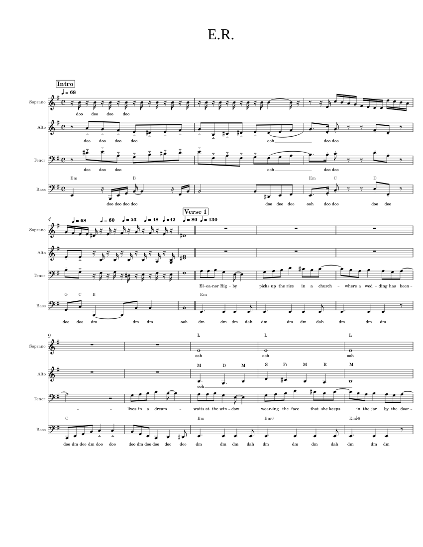 ER Sheet Music with Chords for Piano (A Capella) | MuseScore.com