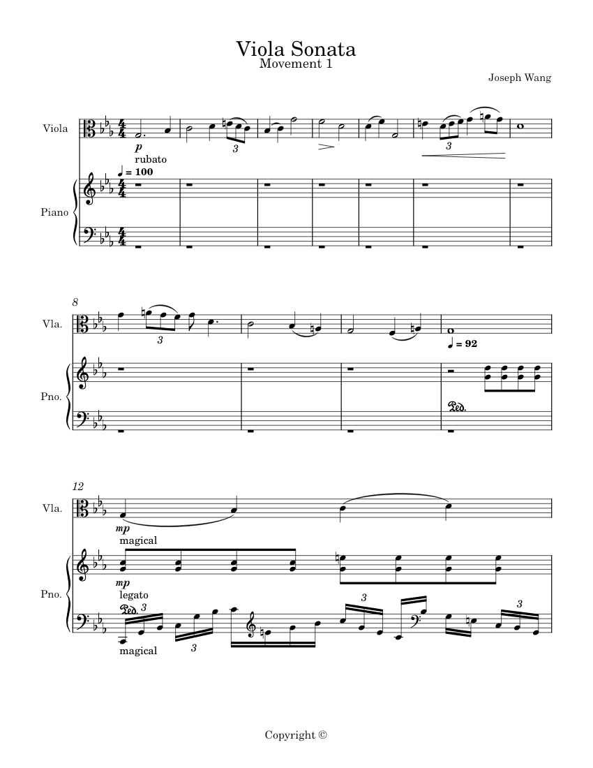 Viola Piano Piece Sheet music for Piano, Viola (Solo) | Musescore.com