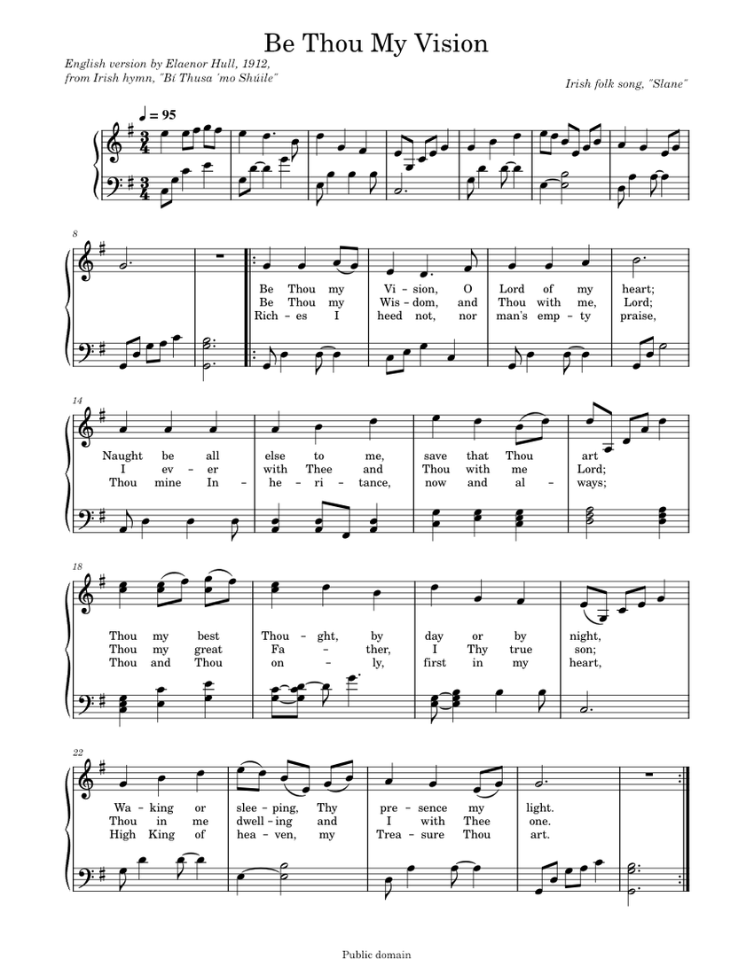 Be Thou My Vision Sheet Music for Piano (Solo) easy | MuseScore.com