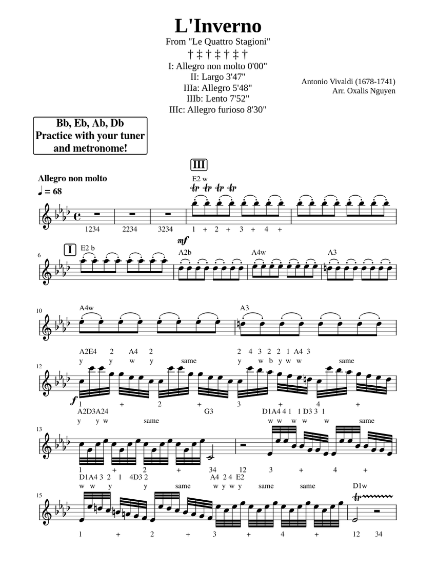 L'INVERNO, WINTER – Antonio Vivaldi L'INVERNO, WINTER – 8.31.22 Sheet ...