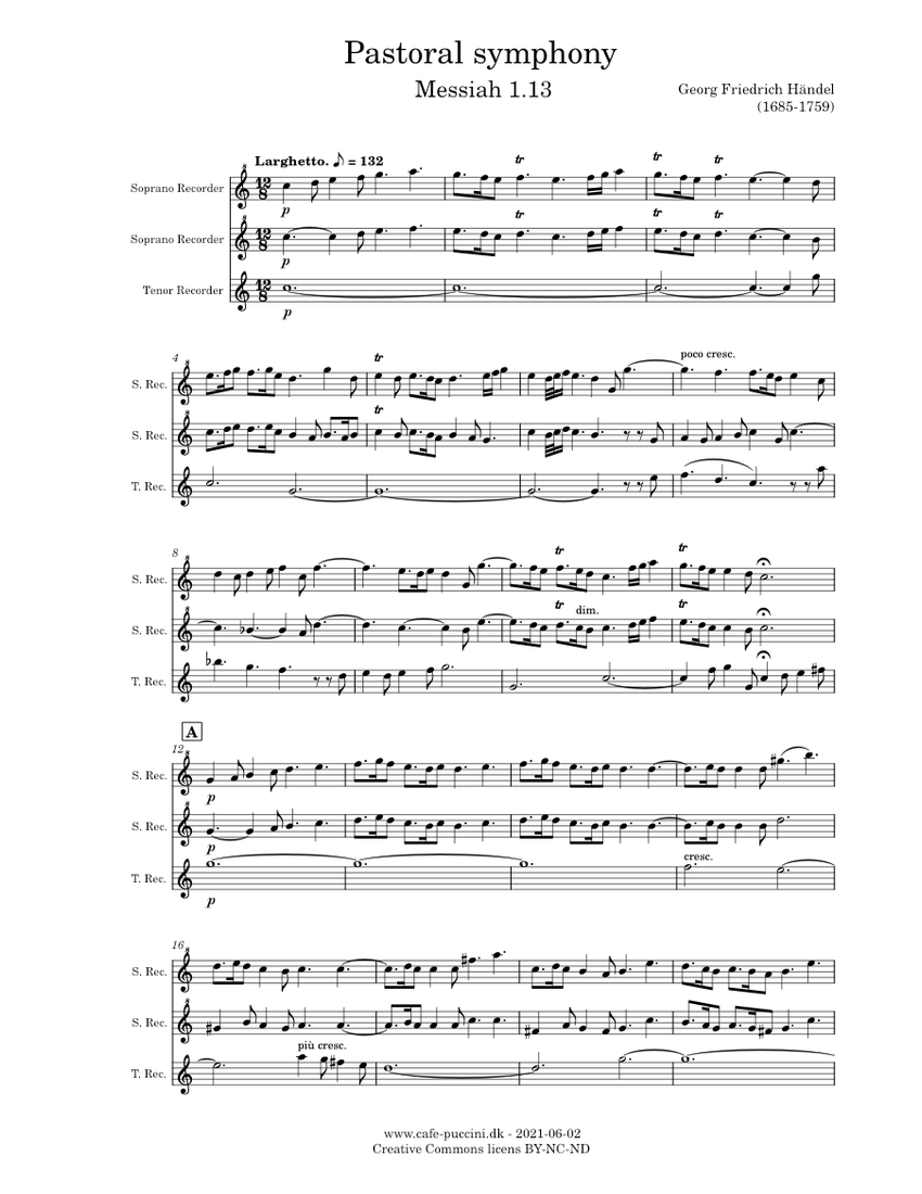 Messiah, HWV 56 – Georg Friedrich Händel Sheet Music for Recorder ...