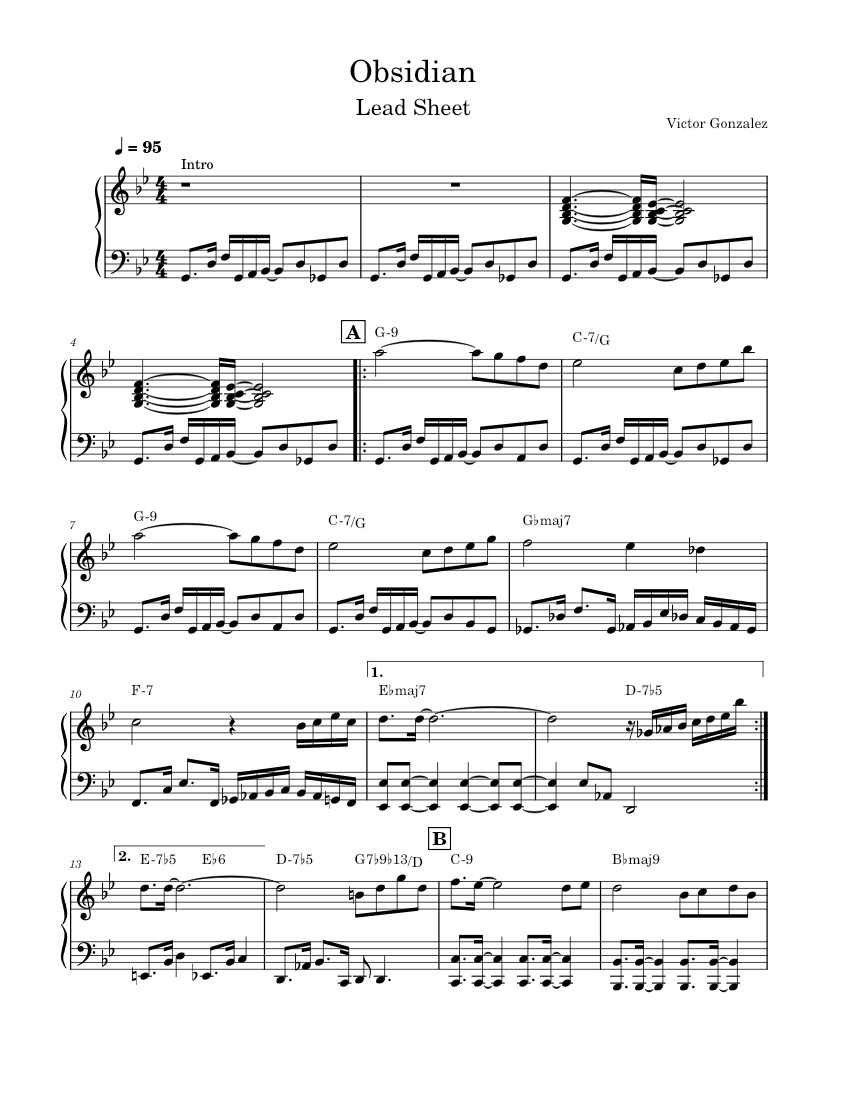 Obsidian Sheet Music with Chords for Piano (Solo) | MuseScore.com
