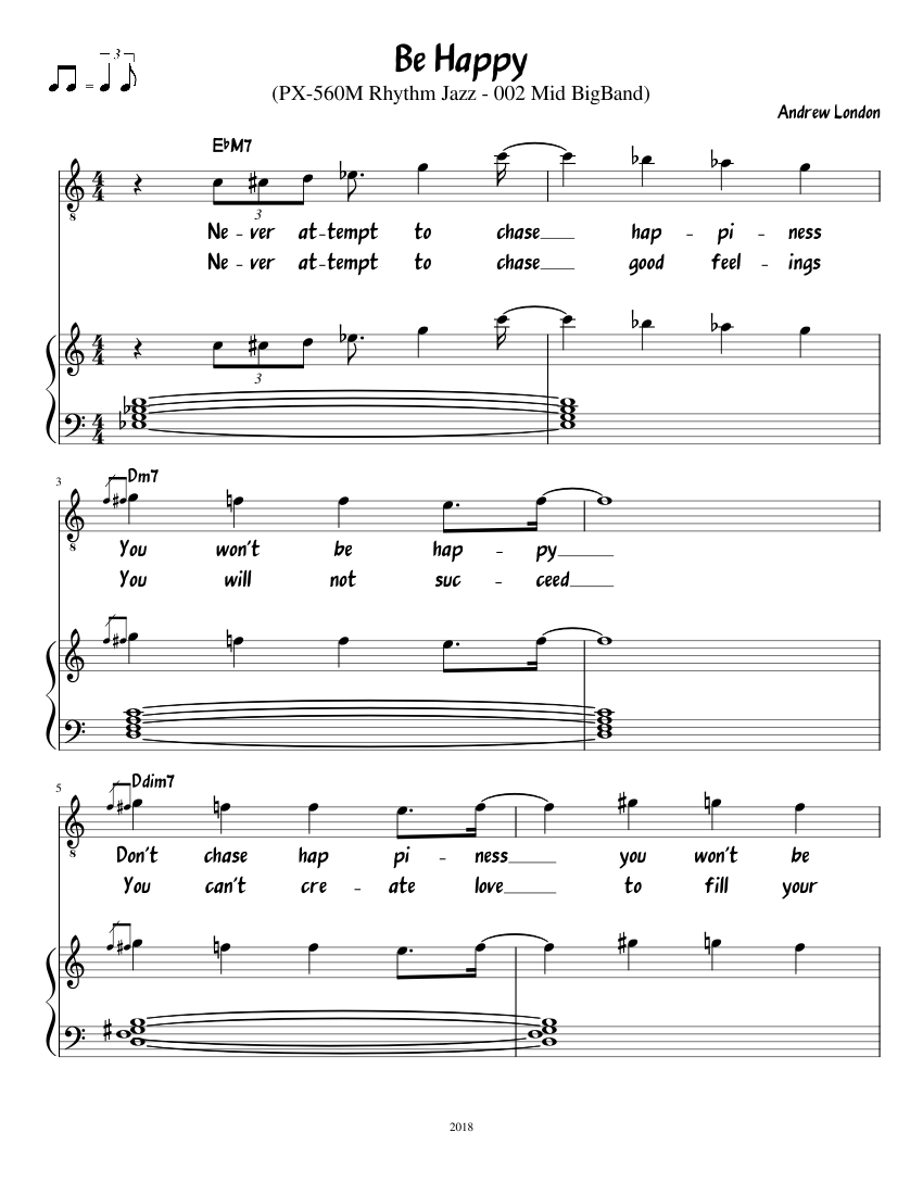 Be Happy Sheet Music with Chords for Piano, Vocals (Solo) | MuseScore.com