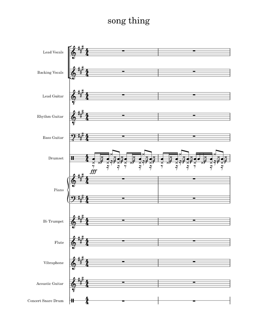 song thing Sheet music for Piano, Vocals, Flute, Trumpet in b-flat ...