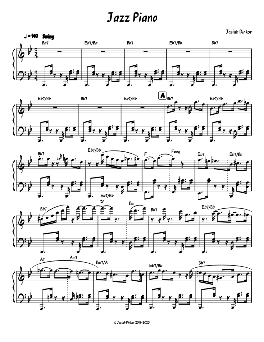 Jazz Piano (Work In Progress) Sheet music for Piano (Solo) | Musescore.com
