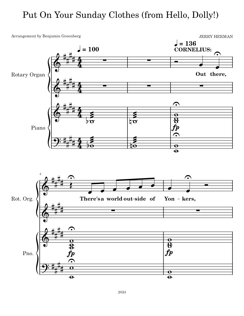 Put On Your Sunday Clothes (from "Hello, Dolly!") Sheet music for Piano ...