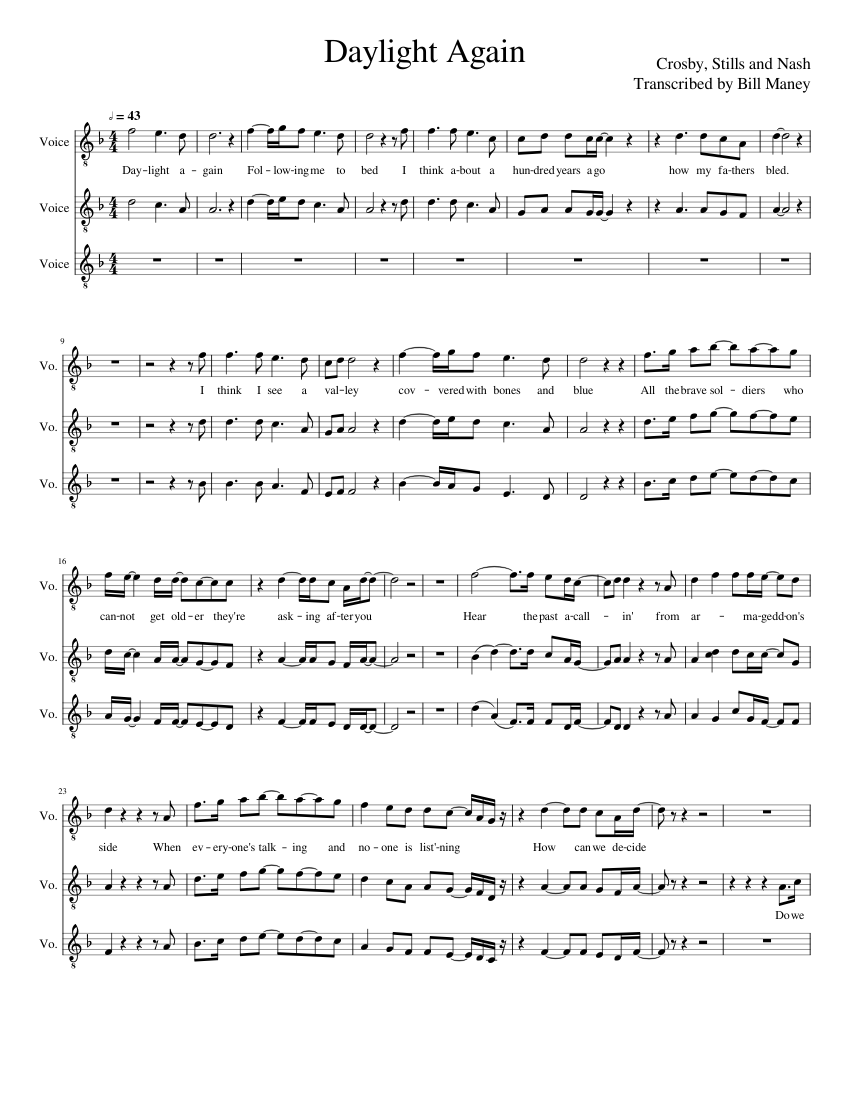 Daylight Again by CSN Sheet Music for Vocals (A Capella) | MuseScore.com