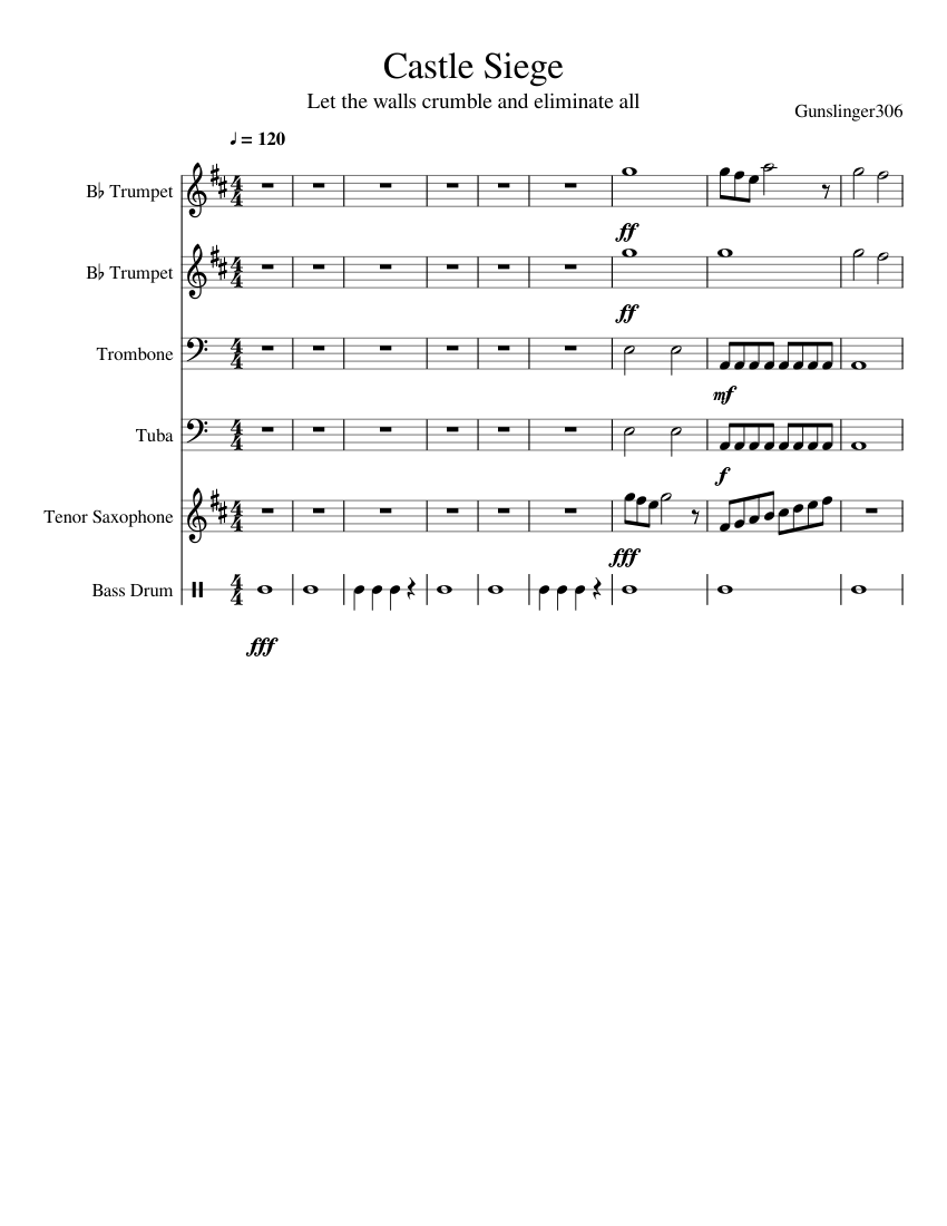 Castle Siege Sheet music for Trombone, Tuba, Saxophone tenor, Trumpet ...