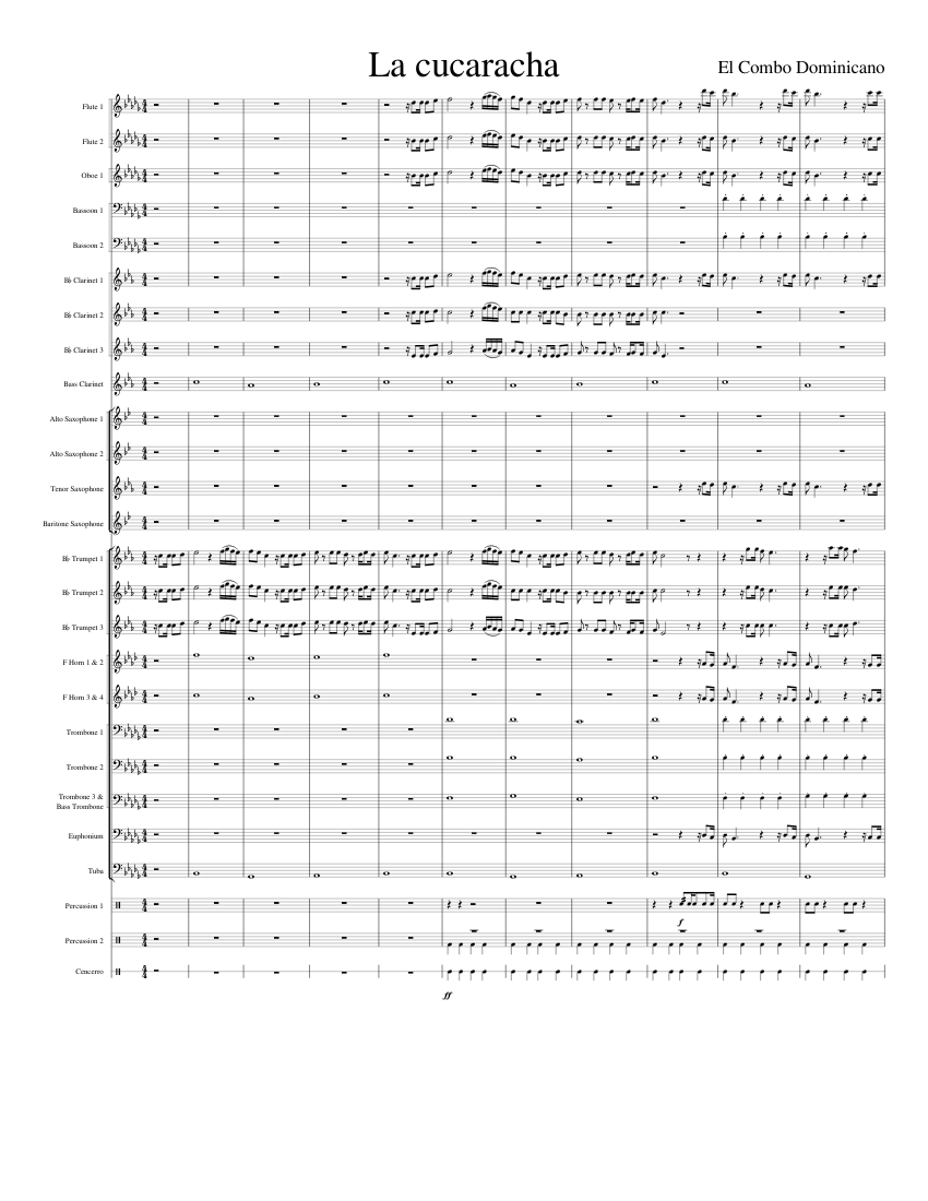 La cucaracha Sheet Music for Trombone, Euphonium, Tuba, Flute & more ...