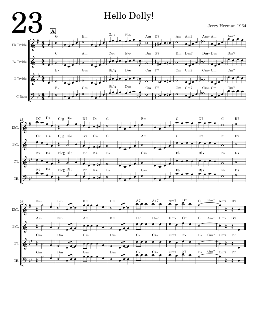LEADSHEET Hello Dolly! Sheet music for Trombone, Saxophone alto ...