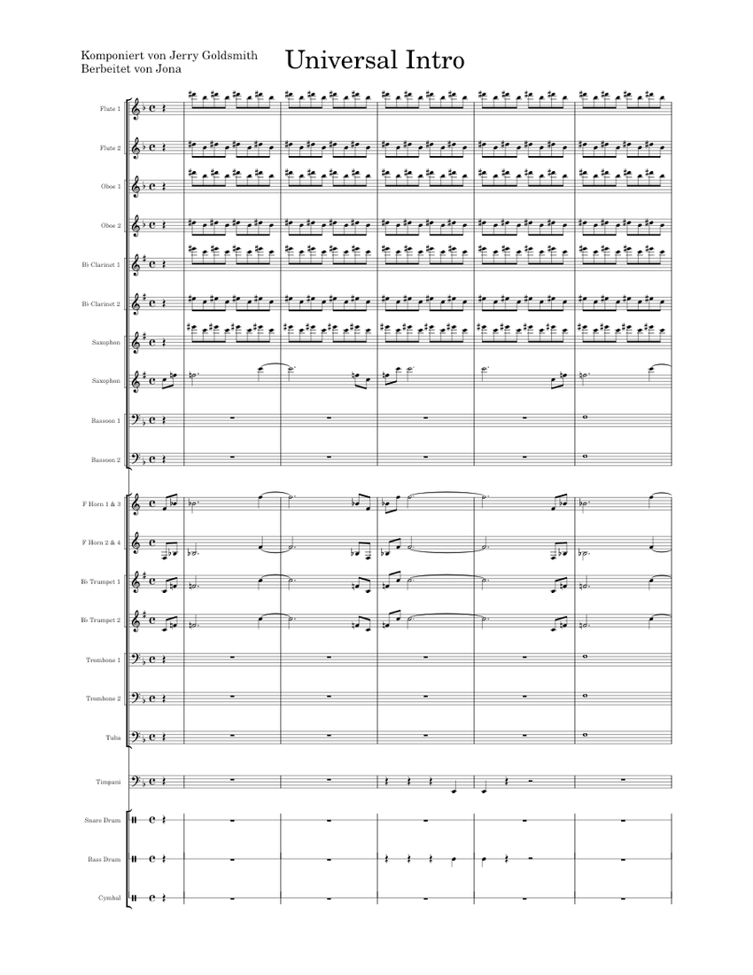 Universal Intro – Jerry Goldsmith Sheet Music for Trombone, Tuba, Flute, Oboe & more instruments ...