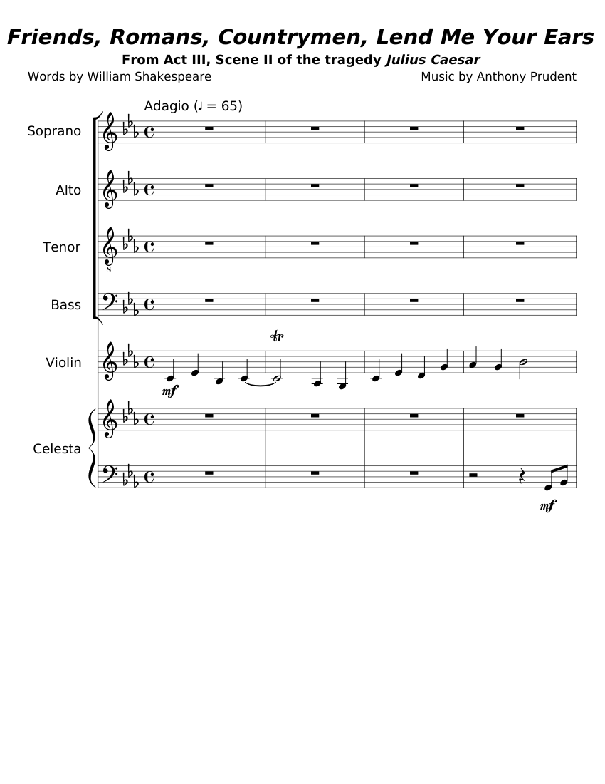 Friends, Romans, Countrymen, Lend Me Your Ears - piano tutorial