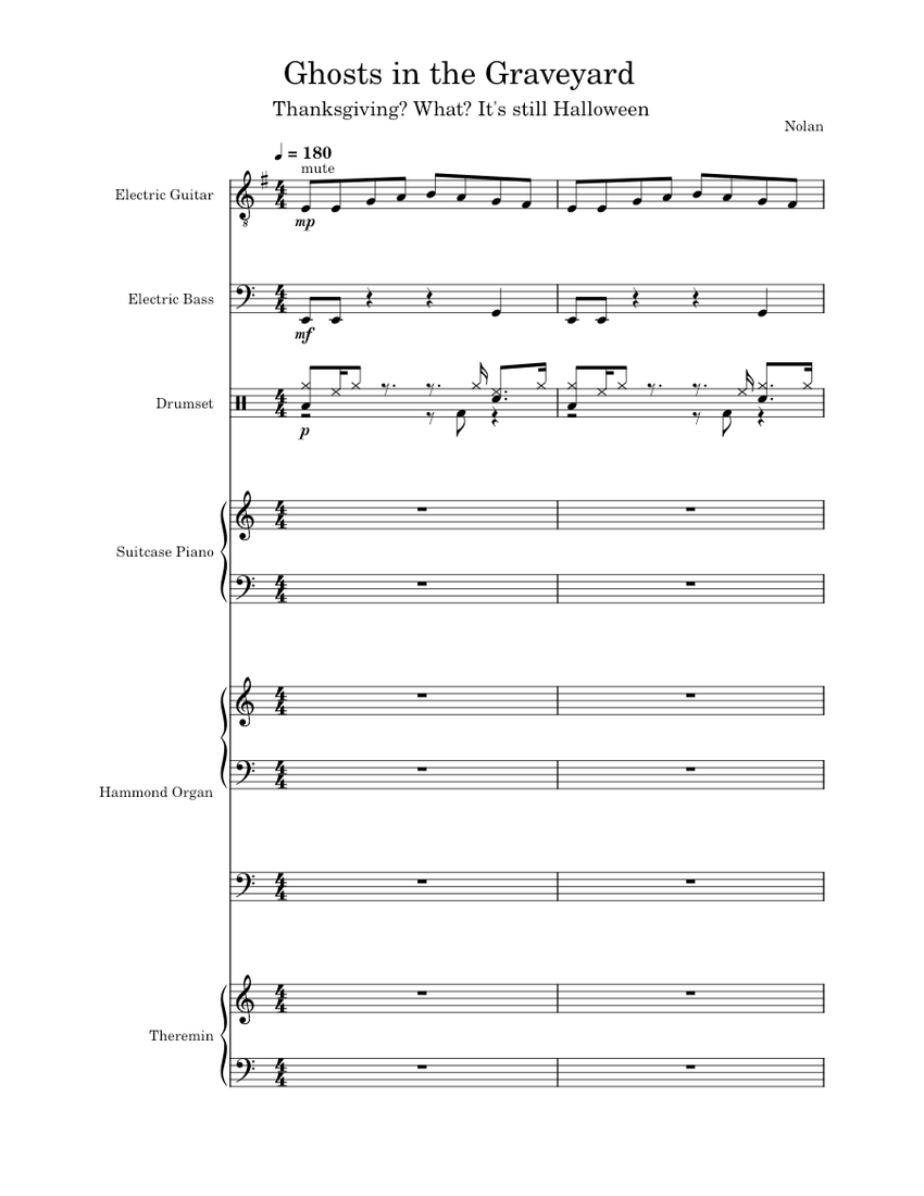 Ghosts in the Graveyard Sheet music for Piano, Organ, Guitar, Bass ...