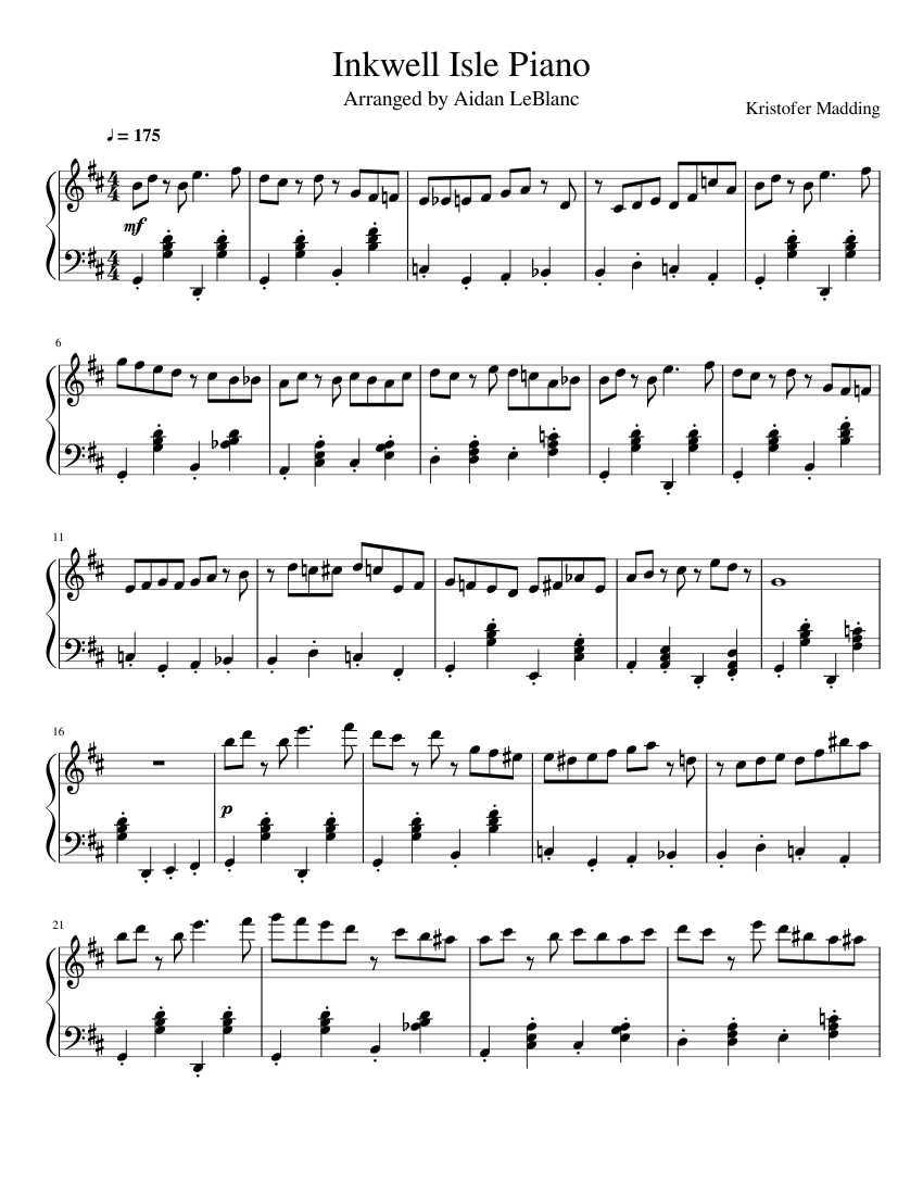 Inkwell Isle Cuphead Sheet Music for Piano (Solo) easy | MuseScore.com