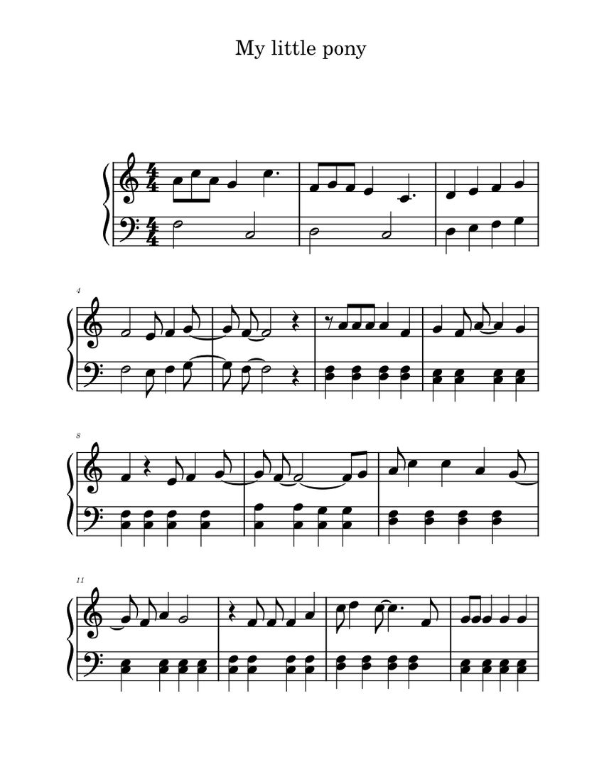 My little pony theme song Sheet Music for Piano (Solo) Easy | MuseScore.com