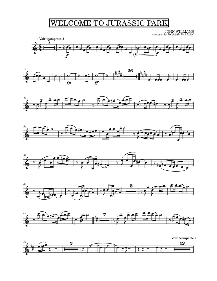 Jurassic park theme – John Williams WELCOME TO JURASSIC PARK Sheet Music for Trumpet in b-flat ...