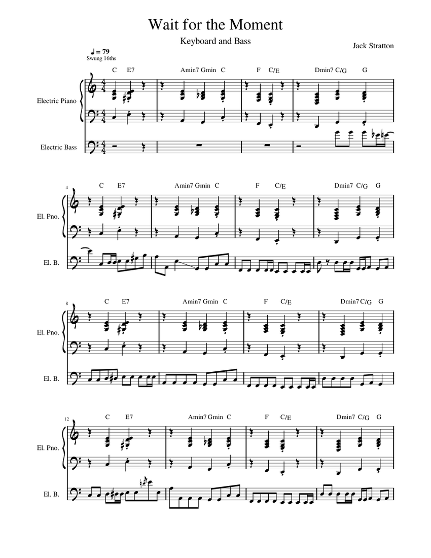 Wait for the Moment - Keyboard & Bass Sheet Music with Chords for Piano ...