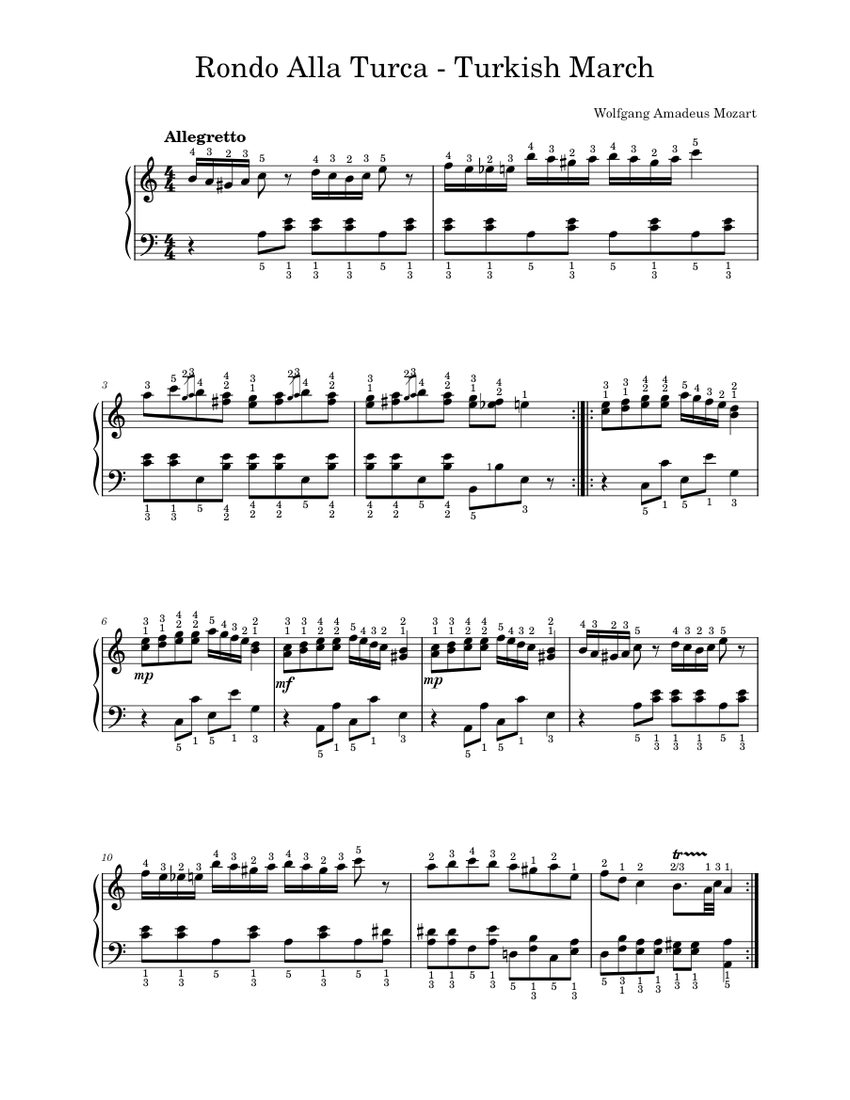 Rondo Alla Turca – Wolfgang Amadeus Mozart Rondo Alla Turca – Turkish ...