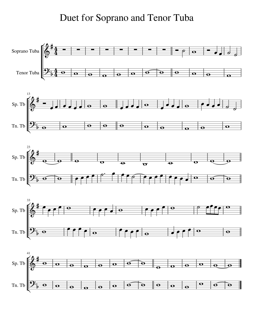 Duet for Soprano and Tenor Tuba (Standard Notation) Sheet Music for ...