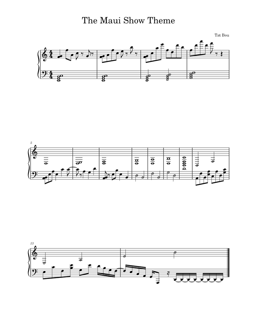 Maui's Great Entrence – Tayt Ackerman The_Maui_Show_Theme Sheet music ...